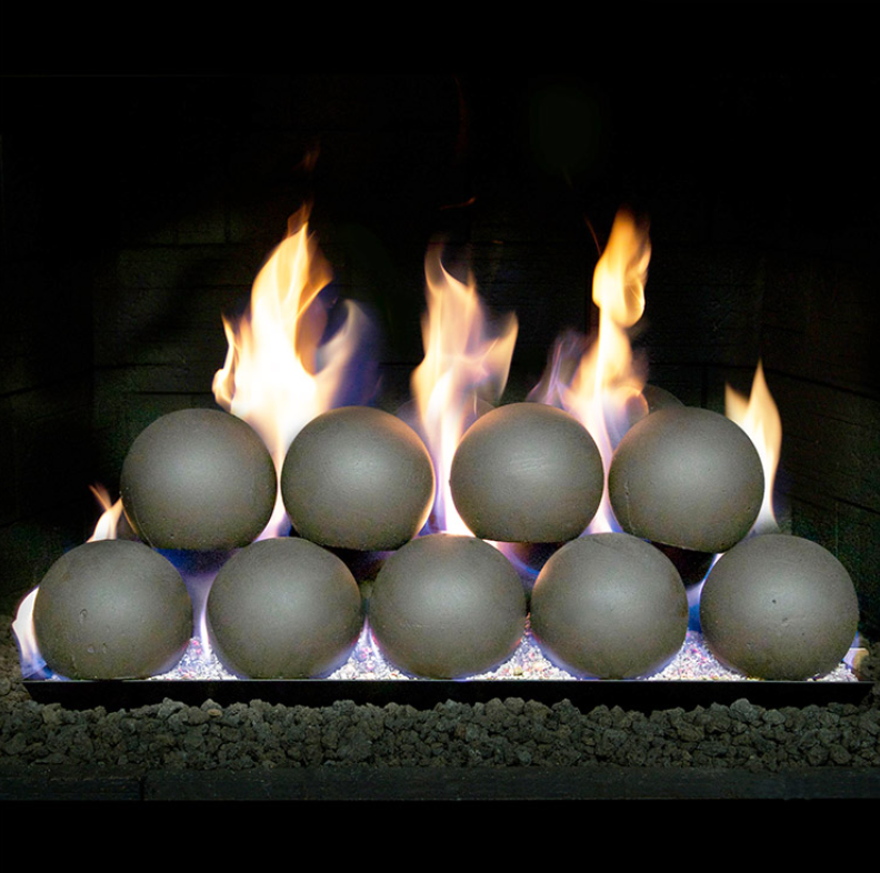 Real Fyre 5” Graystone Fyre Spheres Set with P45 ANSI Certified Pan Bu ...