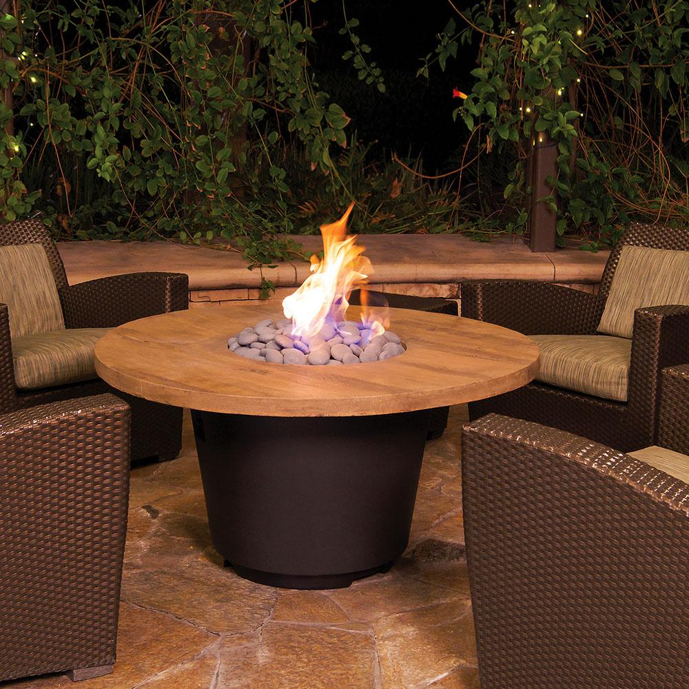 Round Cosmopolitan French Barrel Oak Fire Table by American Fyre Desig ...